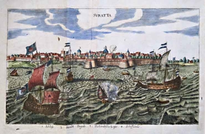 View of Surat, Its Fort And City, 1754 Plan - Past-India