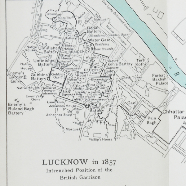 Indian Revolt Lucknow & The Residency - Vintage Map 1900 - Past-India
