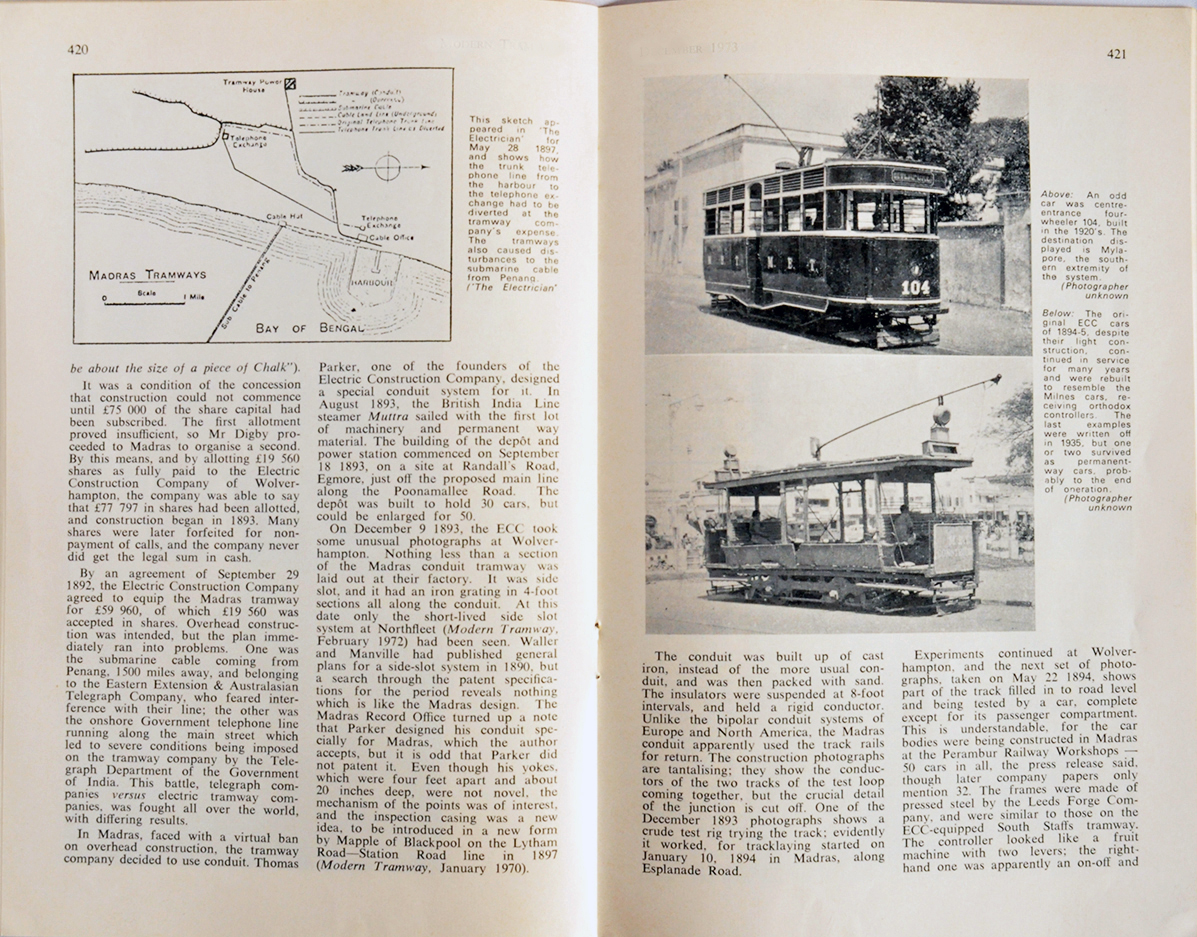 Electric Trams In Madras During British India Era, 1973 Print - Past-India