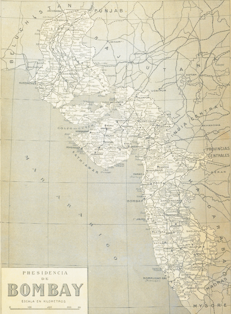 Presidency of Bombay Map During The British Era, 1900 - Past-India