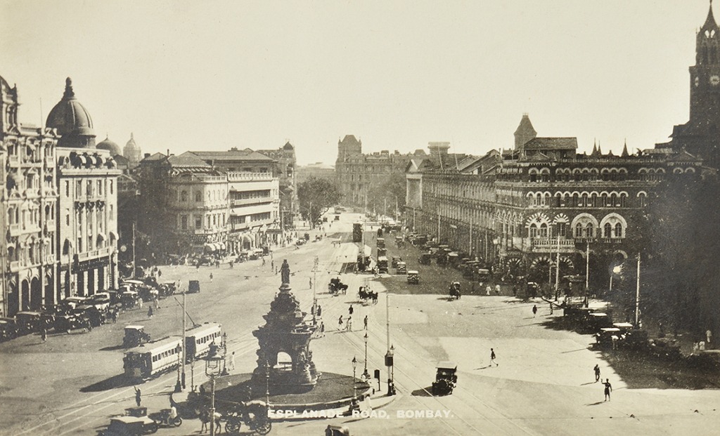 Flora Fountain & Esplanade Road Bombay, 1915 Postcard - Past-India