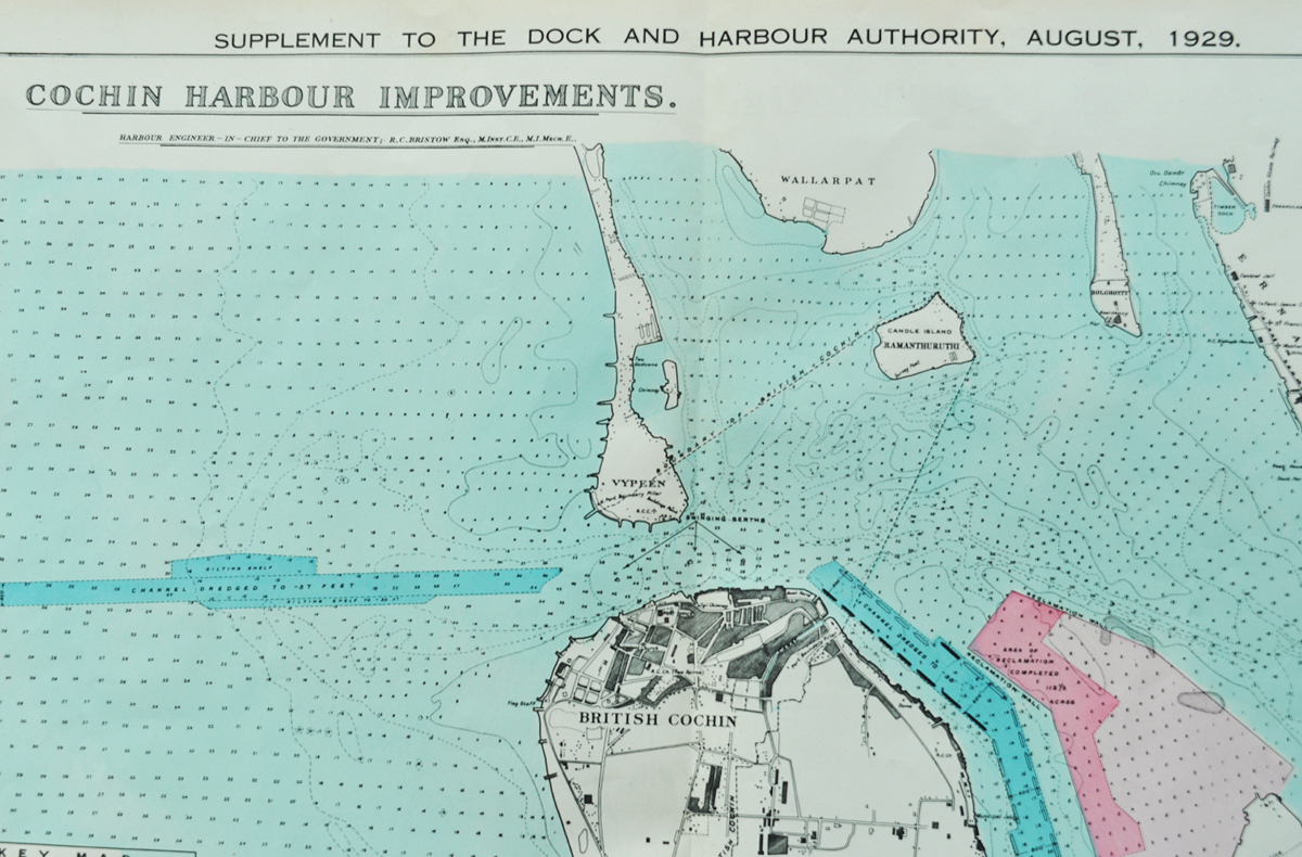 Construction of Willingdon Island Kochi, 1929 Map - Past-India