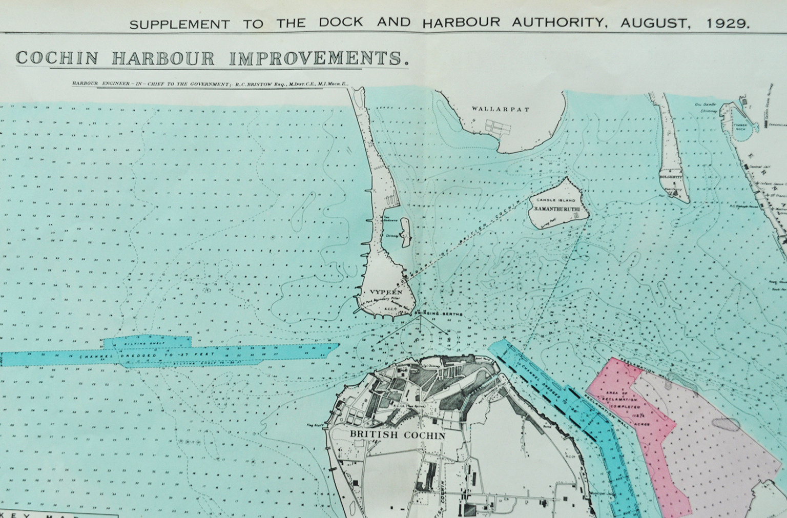 Construction of Willingdon Island Kochi, 1929 Map - Past-India