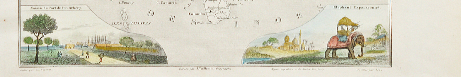 French Colonies In India, Old Map 1858 - Past-India