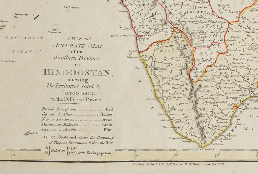 Tipu Sultan's Ceded Territories After His Defeat, 1800 Map - Past-India