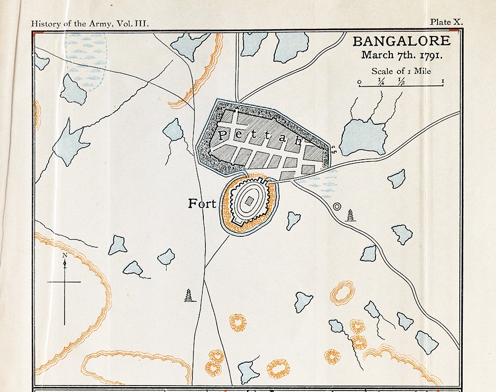 Bangalore In 1791 During The 3rd Anglo-Mysore War, 1903 Map - Past-India